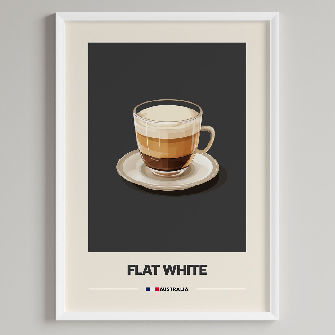 Flat White Poster | Australian Coffee | Minimalist Cafe Decor ...