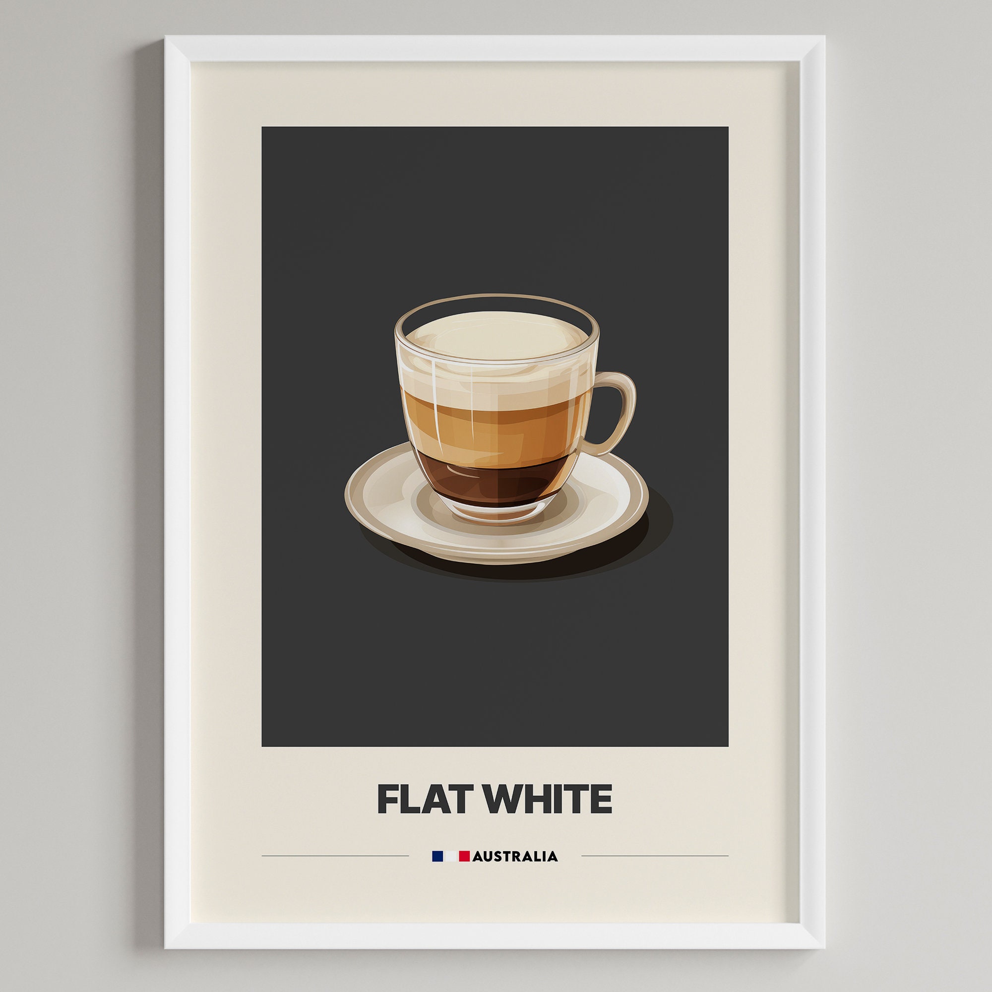 Flat White Poster | Australian Coffee | Minimalist Cafe Decor ...
