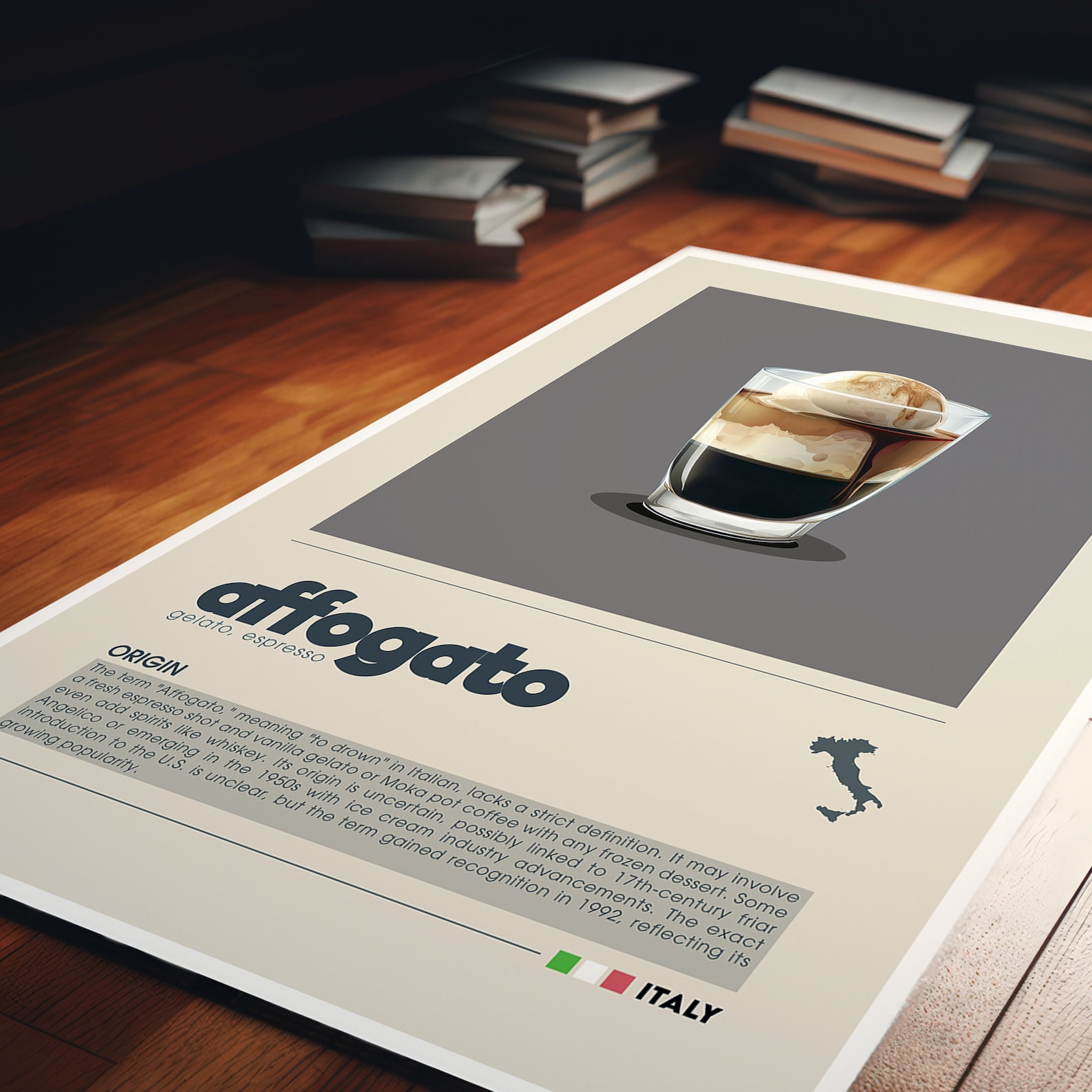 Affogato Poster | Minimalist Italian Dessert Art Deco | Kitchen, Cafe ...