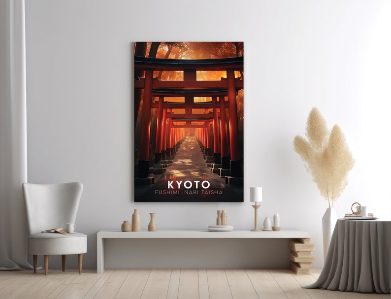Kyoto Travel Poster, Fushimi Inari-taisha Art Print, Home Decor Wall ...