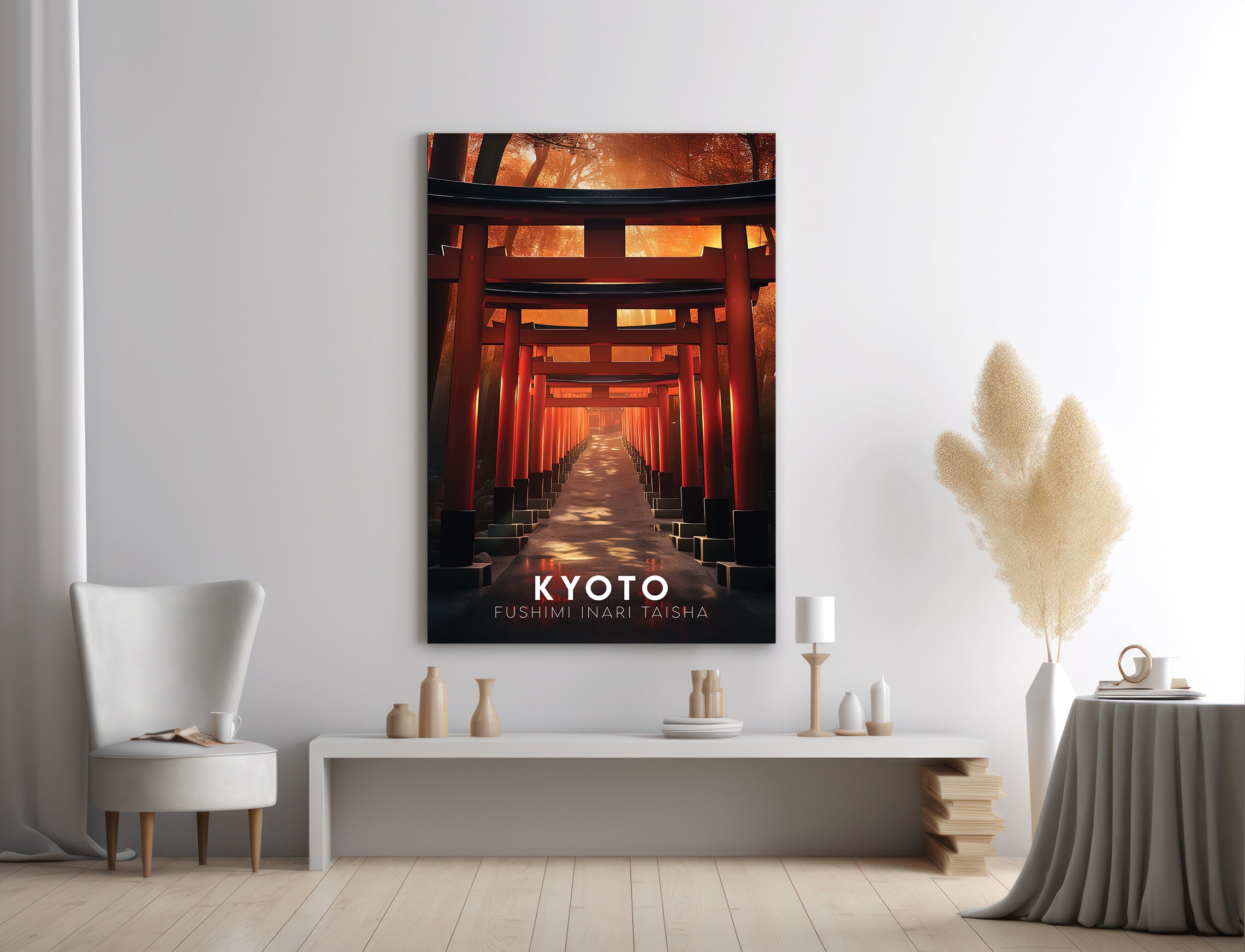 Kyoto Travel Poster, Fushimi Inari-taisha Art Print, Home Decor Wall ...