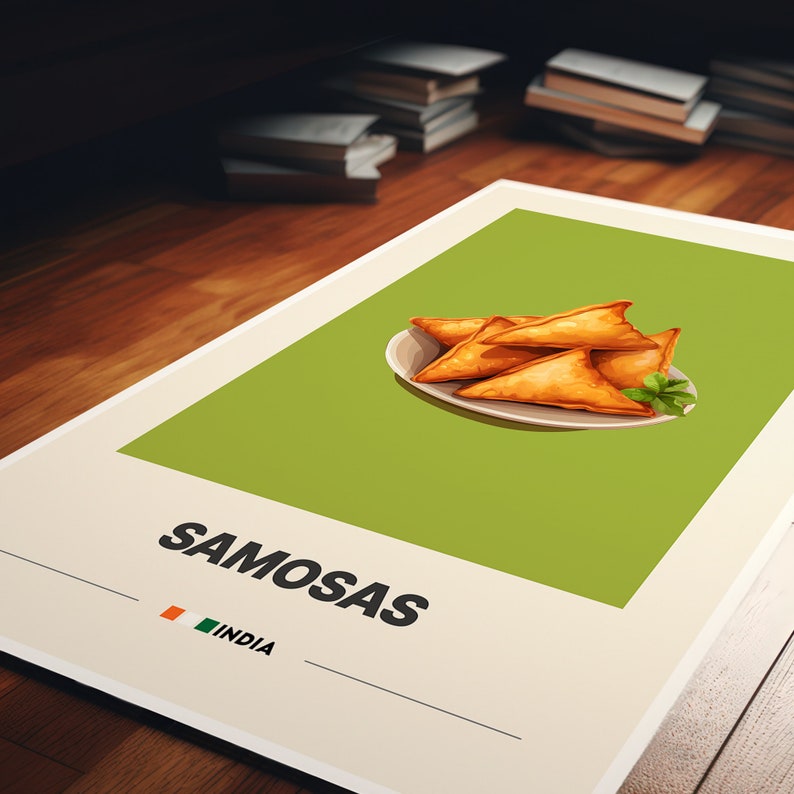 Samosas Poster India Food Minimalist Cafe Art Deco Printable Digital ...