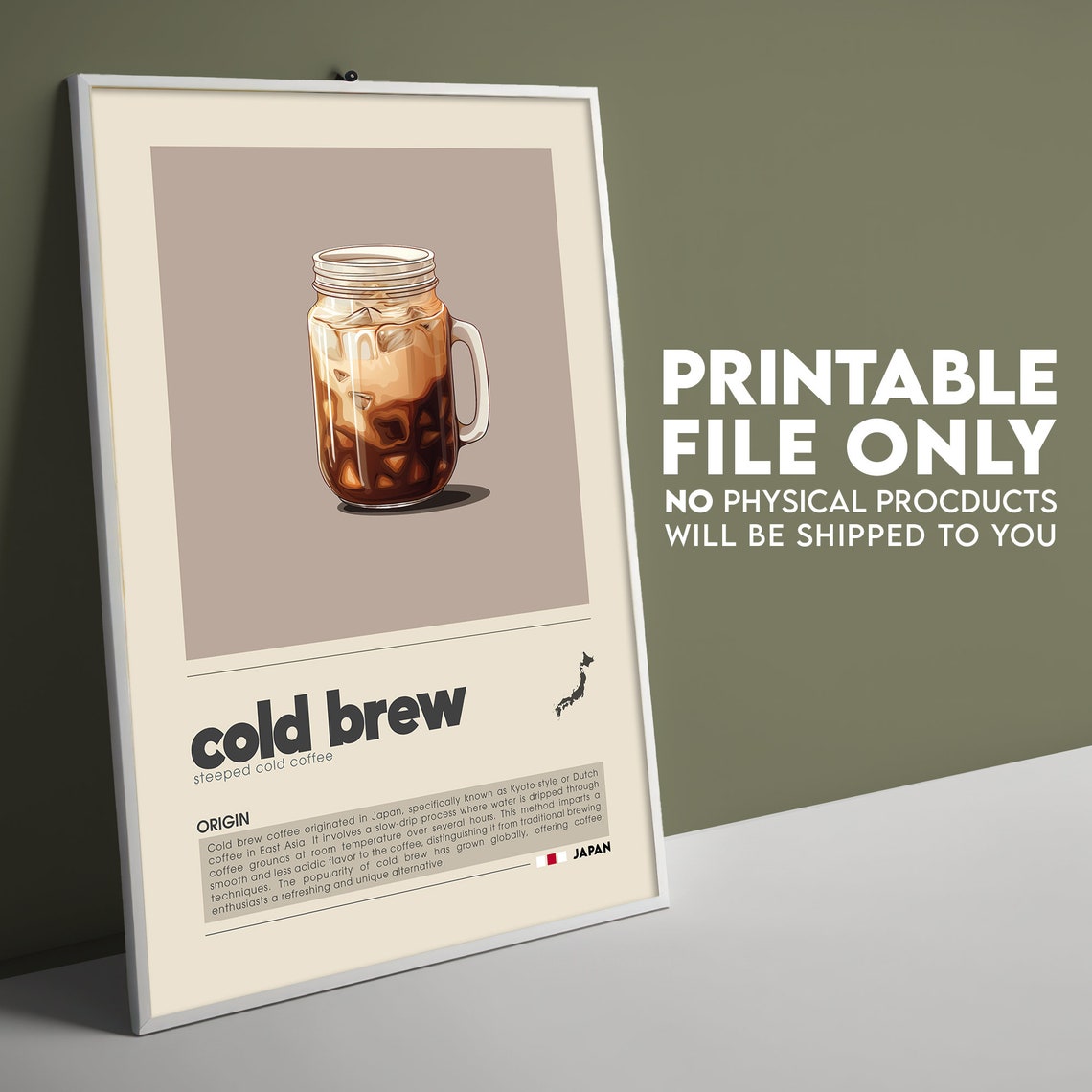 Cold Brew Poster Minimalist Japanese Coffee Art Caffe Illustration Cafe ...