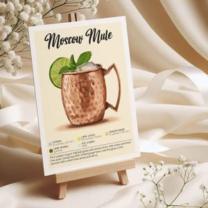 Printable Moscow Mule Recipe Card Set: Bar Cart Art (digital Download ...