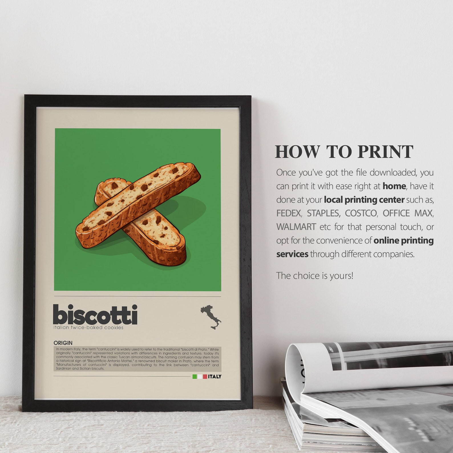 Biscotti Poster: Minimalist Italian Dessert Art (digital Download) - Etsy