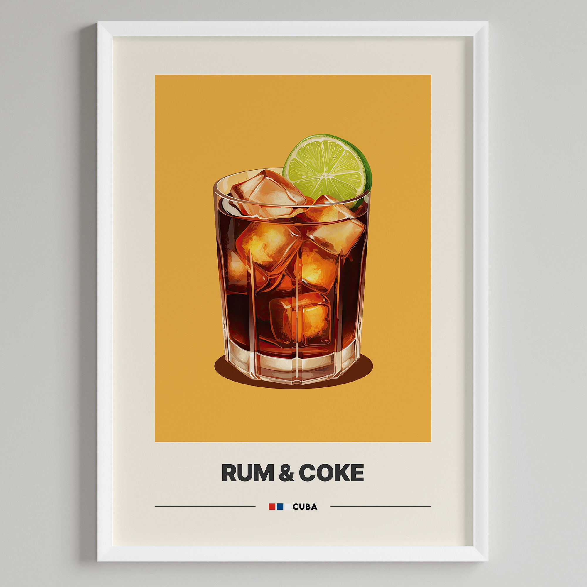 Rum N Coke Cocktail Poster | Minimalist Bar Cart Decor | Printable ...