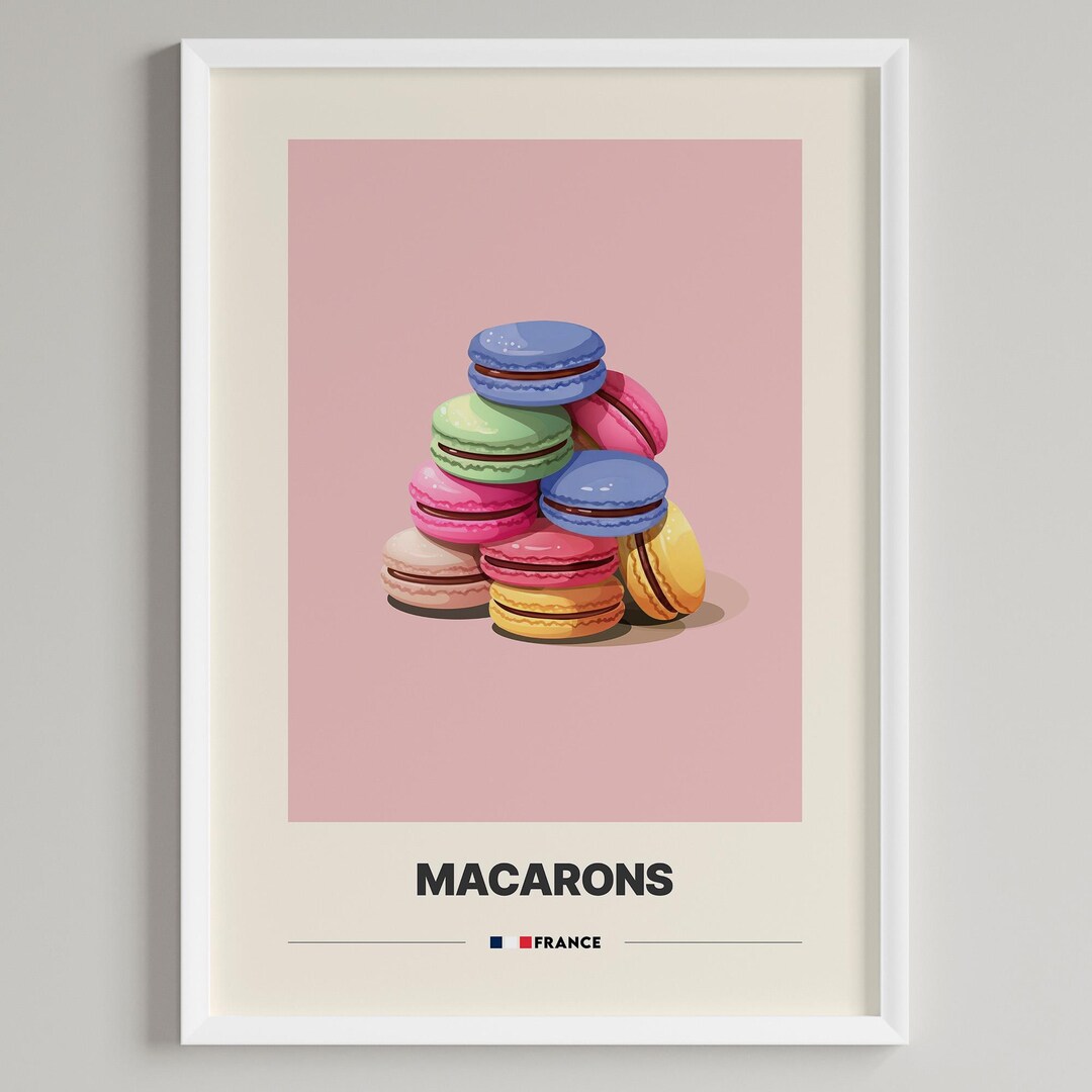 Macaron Art Print | French Patisserie Wall Decor | Colorful Dessert ...