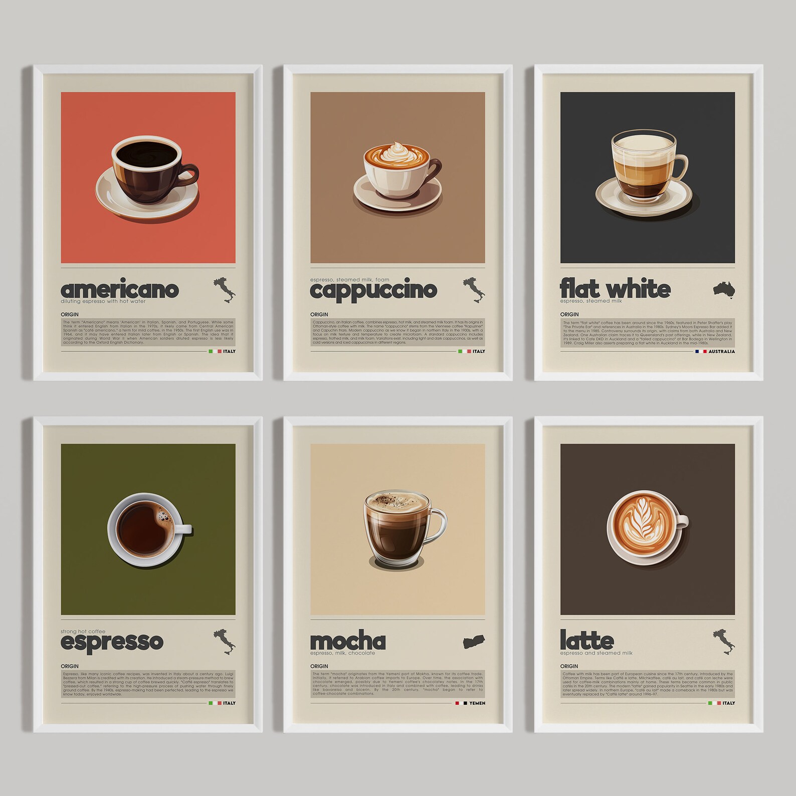 Coffee Poster | Gallery Wall Set of 12 | Minimalist Cafe Decor ...