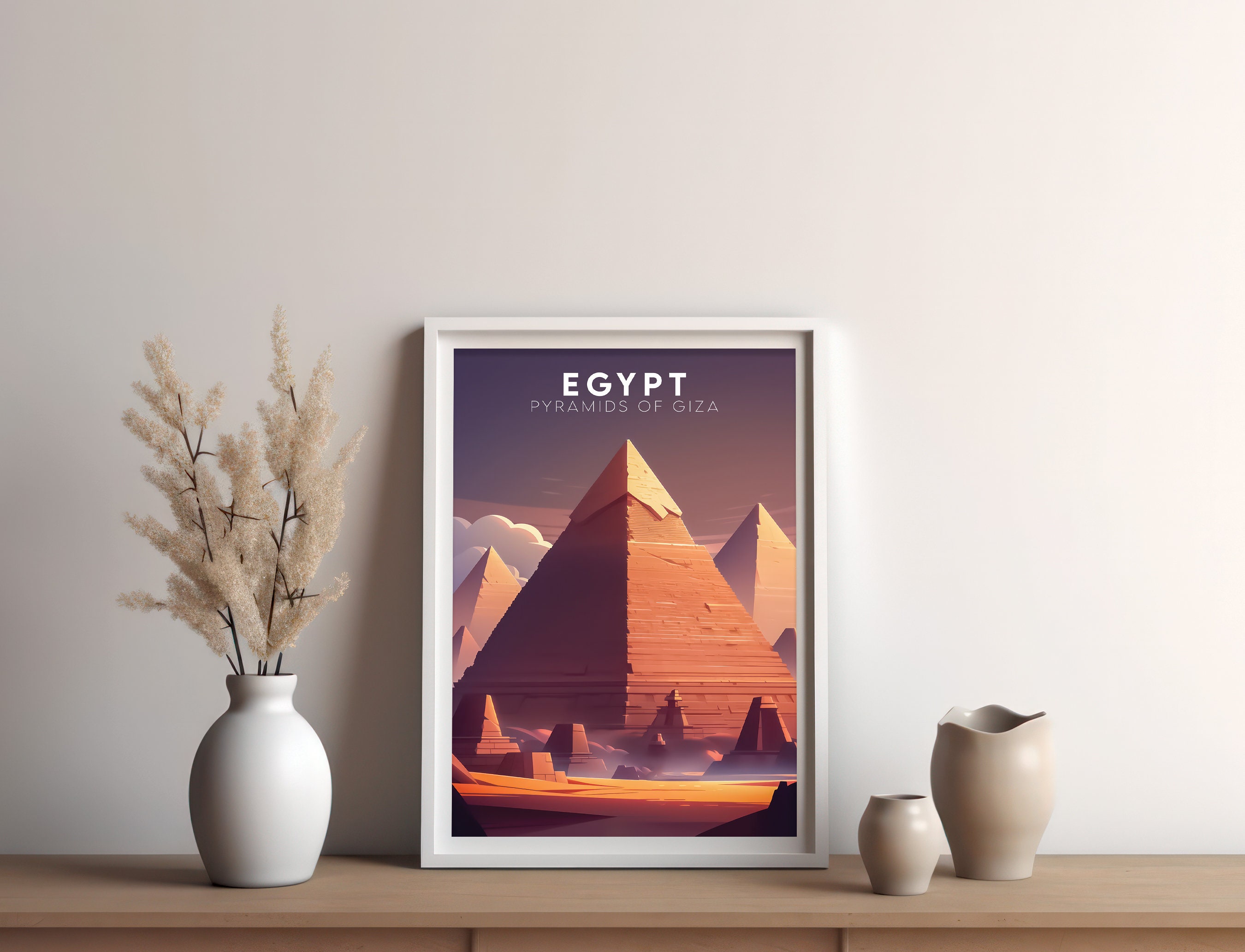 Egypt Travel Poster, Pyramids of Giza Art Print, Home Decor Wall Art ...