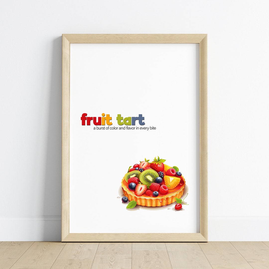 Fruit Tart Poster - French Food Art | Printable Kitchen Decor | Sweet ...