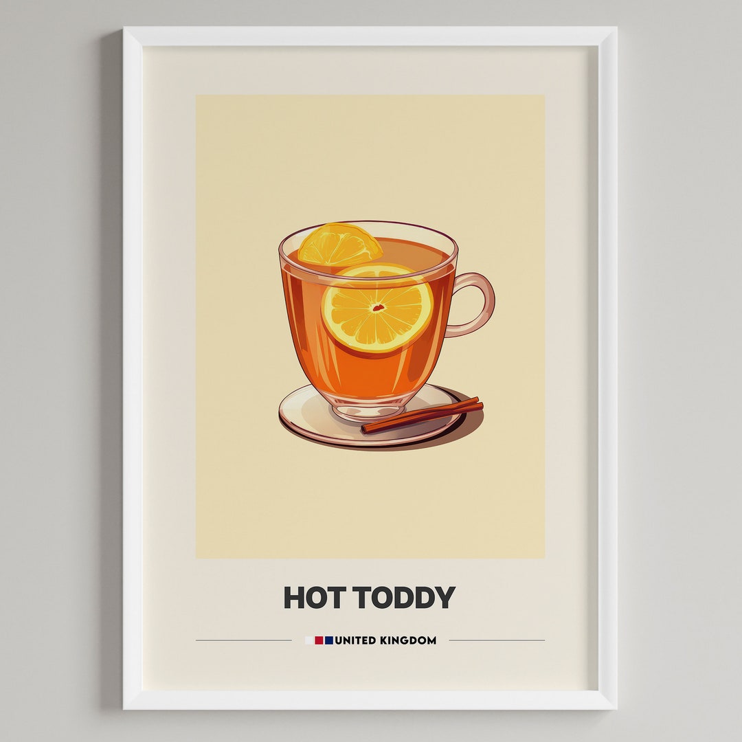 Hot Toddy Cocktail Poster | Minimalist Bar Cart Decor | Printable ...
