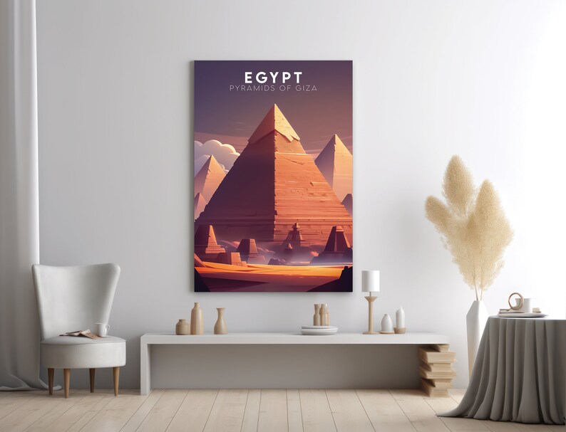 Egypt Travel Poster Pyramids of Giza Art Print Home Decor - Etsy