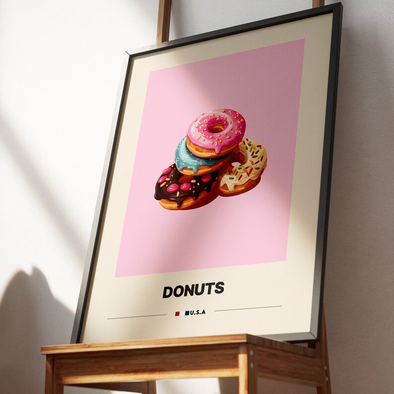 Donuts Poster | American Dessert | Minimalist Cafe Decor | Printable ...