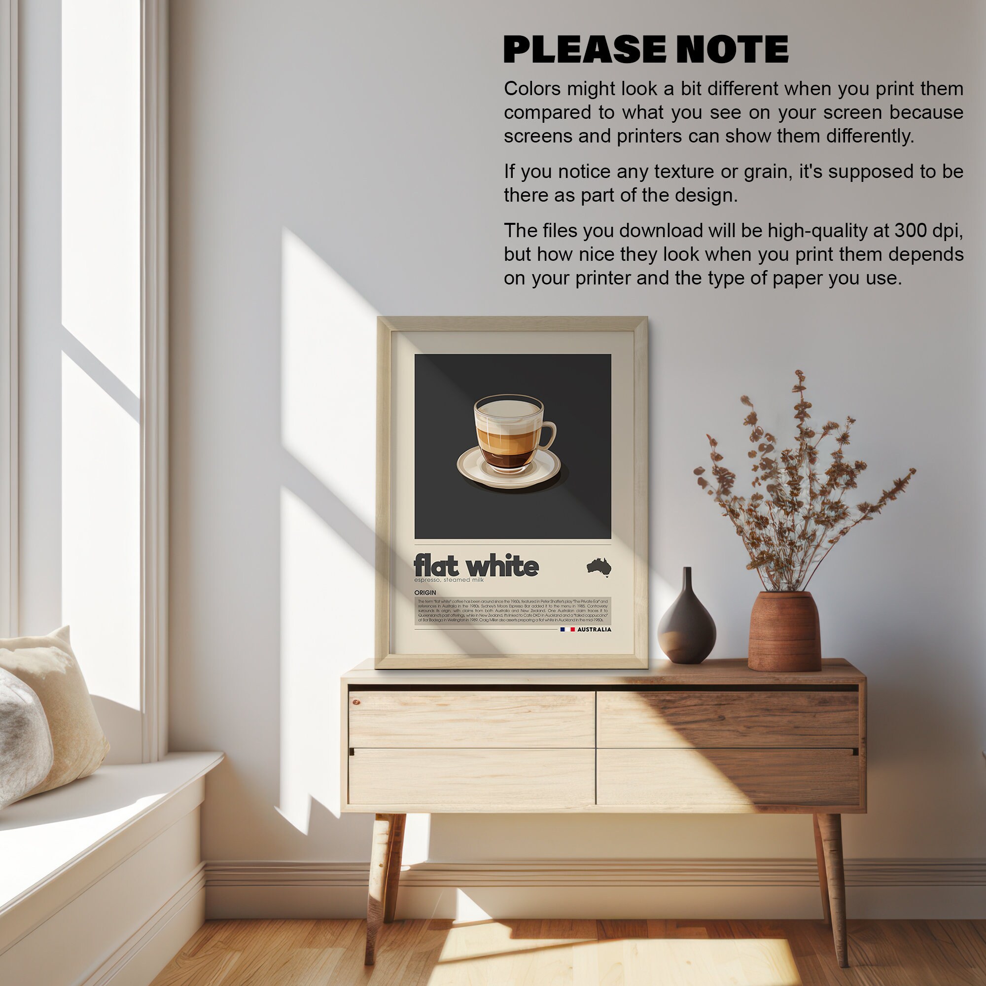 Flat White Coffee Art Print: Minimalist Cafe Decor (digital Download ...