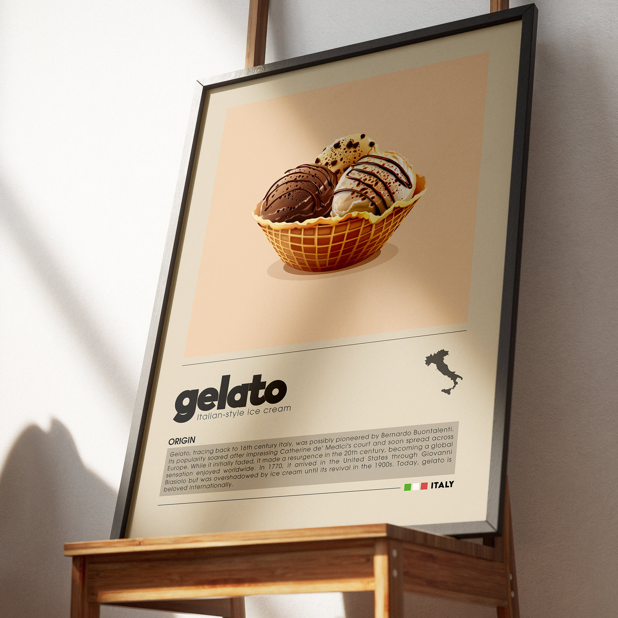 Gelato Poster Italian Dessert Minimalist Cafe Decor Printable Digital ...