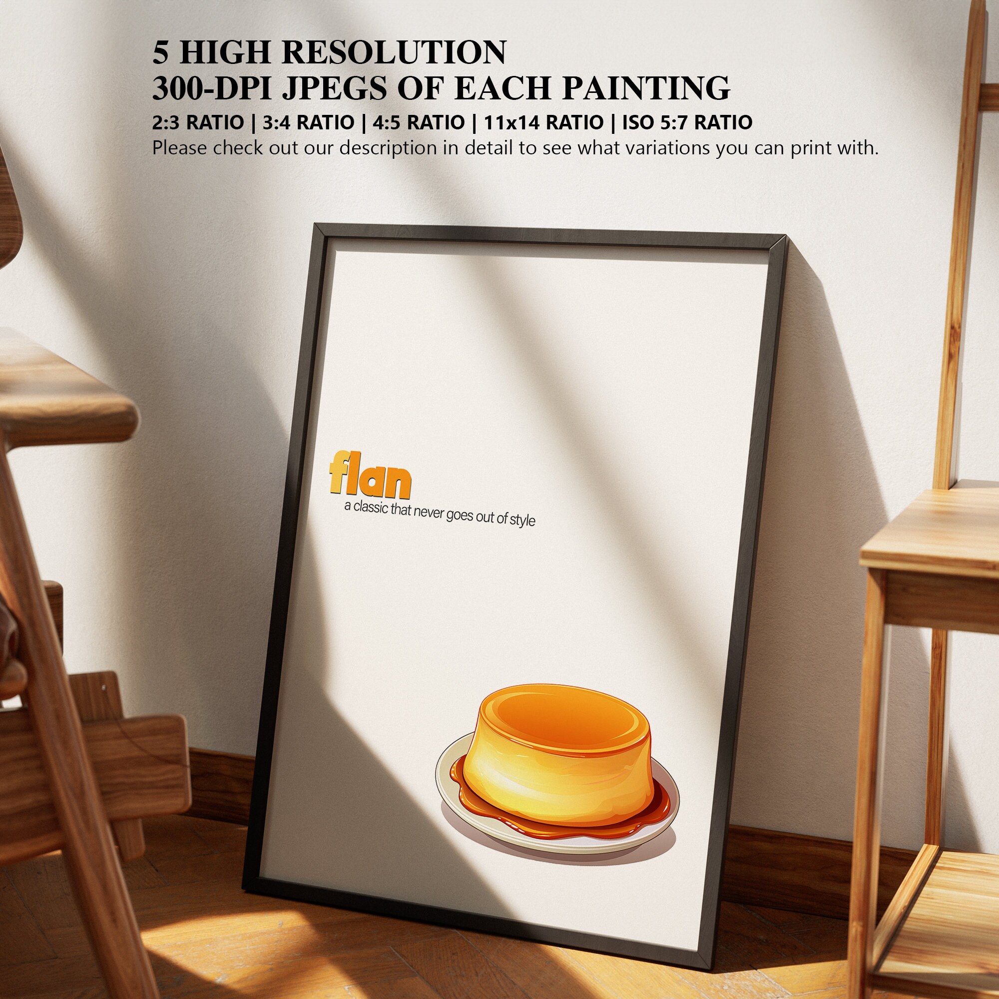 Flan Poster: Spanish Food Art, Minimalist Kitchen Decor (digital ...