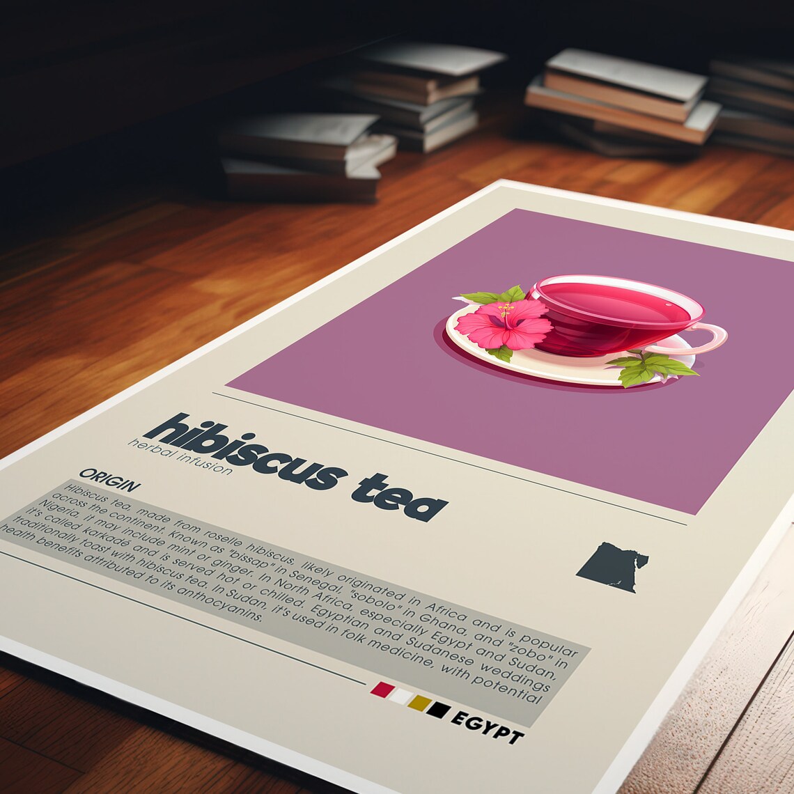 Hibiscus Tea Poster: Minimalist Egyptian Drink Art (digital Download ...