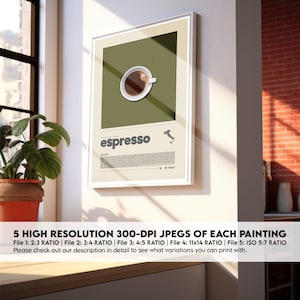 Espresso Poster | Minimalist Italian Coffee Art | Caffe Illustration ...