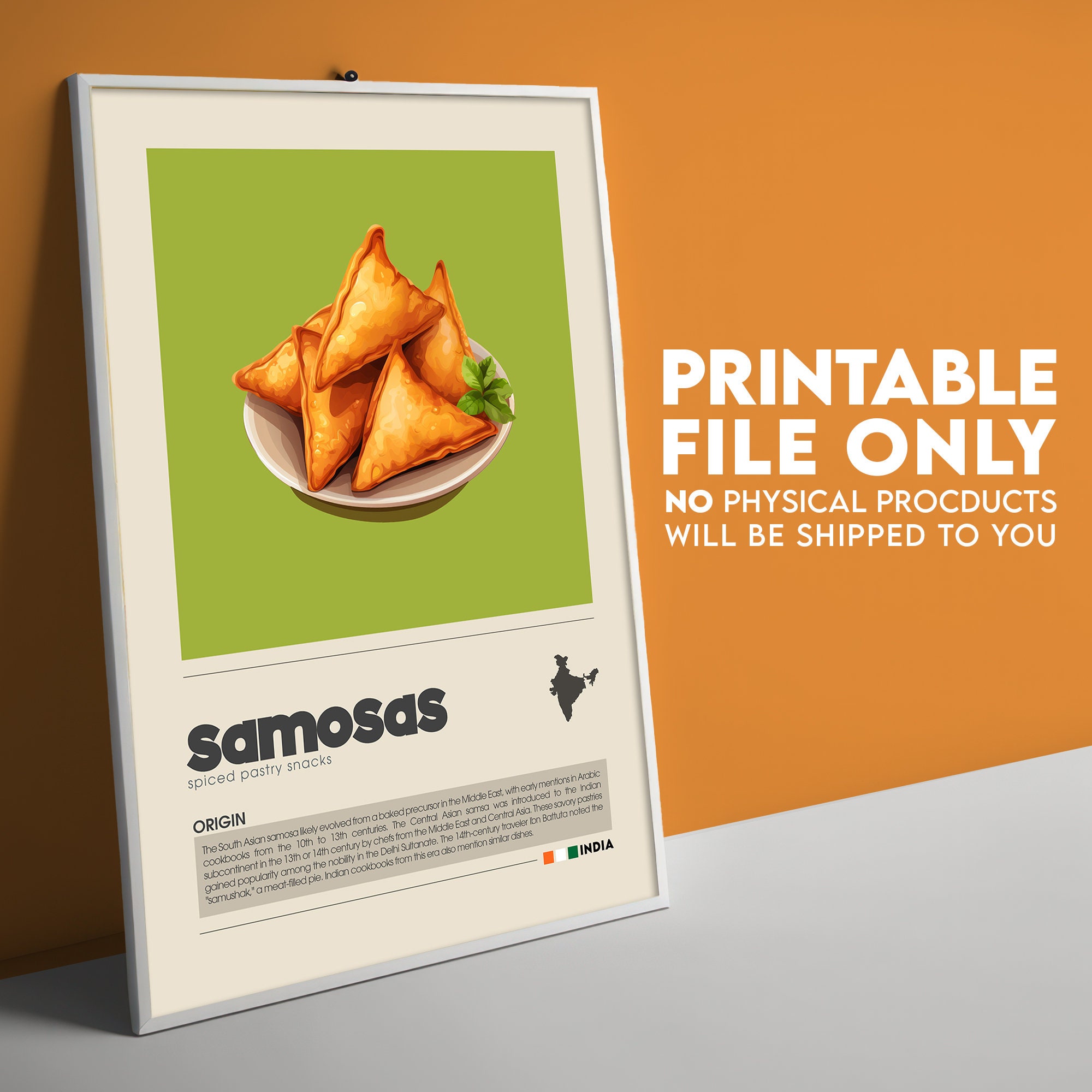 Samosas Poster | Indian Food Art | Kitchen & Cafe Wall Decor ...