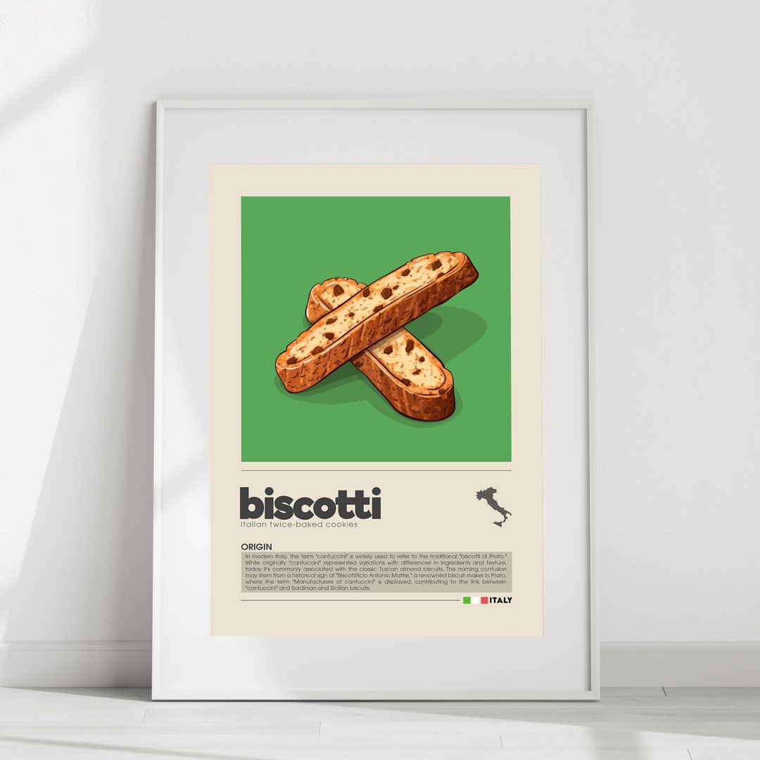 Biscotti Poster Minimalist Italian Dessert Art Deco Kitchen, Cafe ...