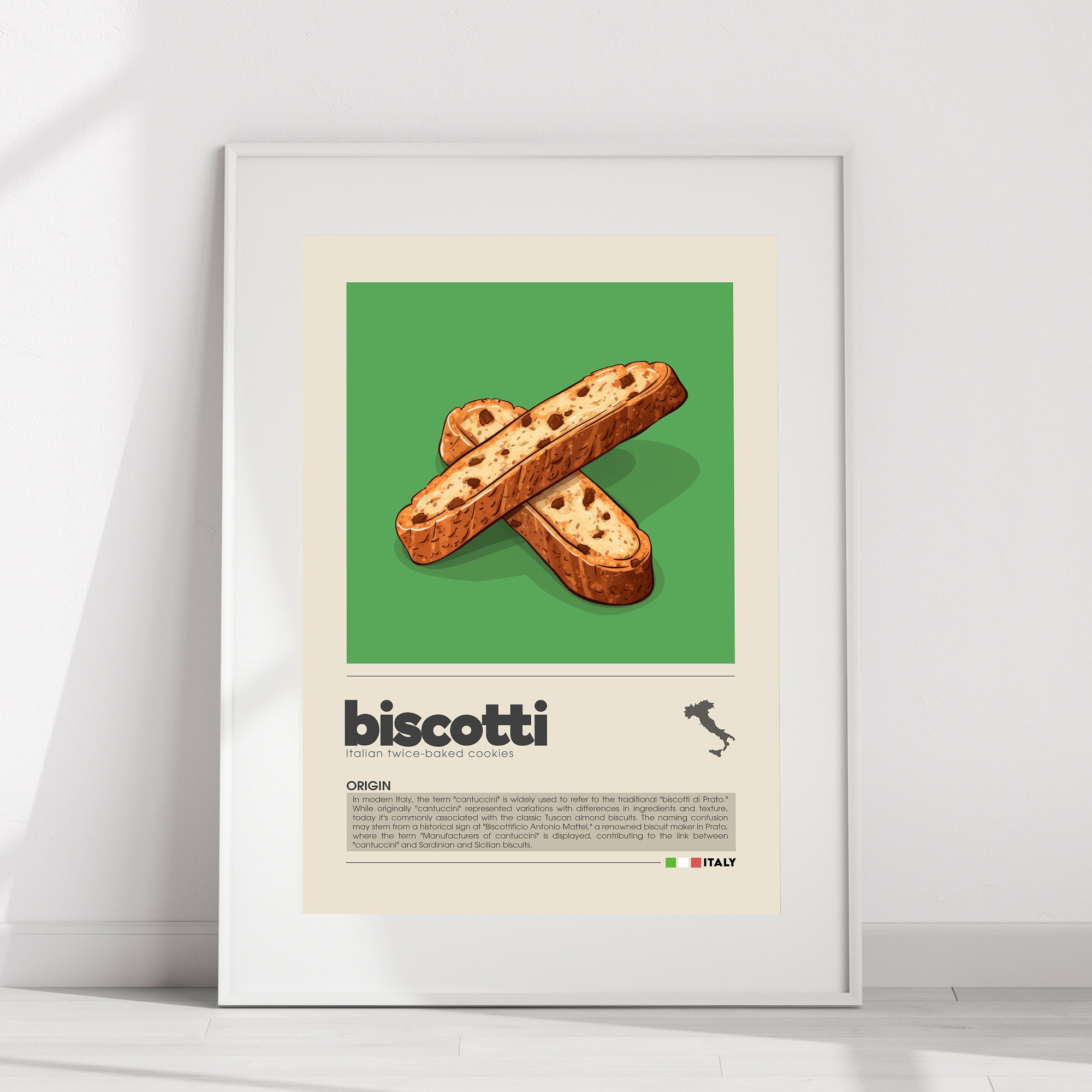 Biscotti Poster Minimalist Italian Dessert Art Deco Kitchen, Cafe ...