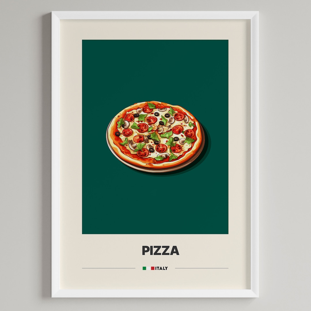 Pizza Poster | Italian Food | Minimalist Cafe Art Deco | Printable ...