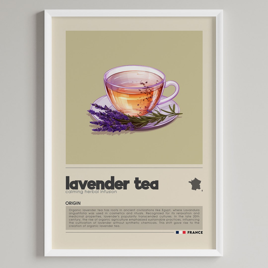 Lavender Tea Poster | Minimalist Drink Art | Classic French Tea Print ...