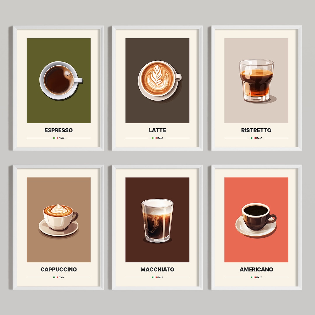 Italian Coffee Poster | Gallery Wall Art Set of 6 | Minimalist Cafe ...