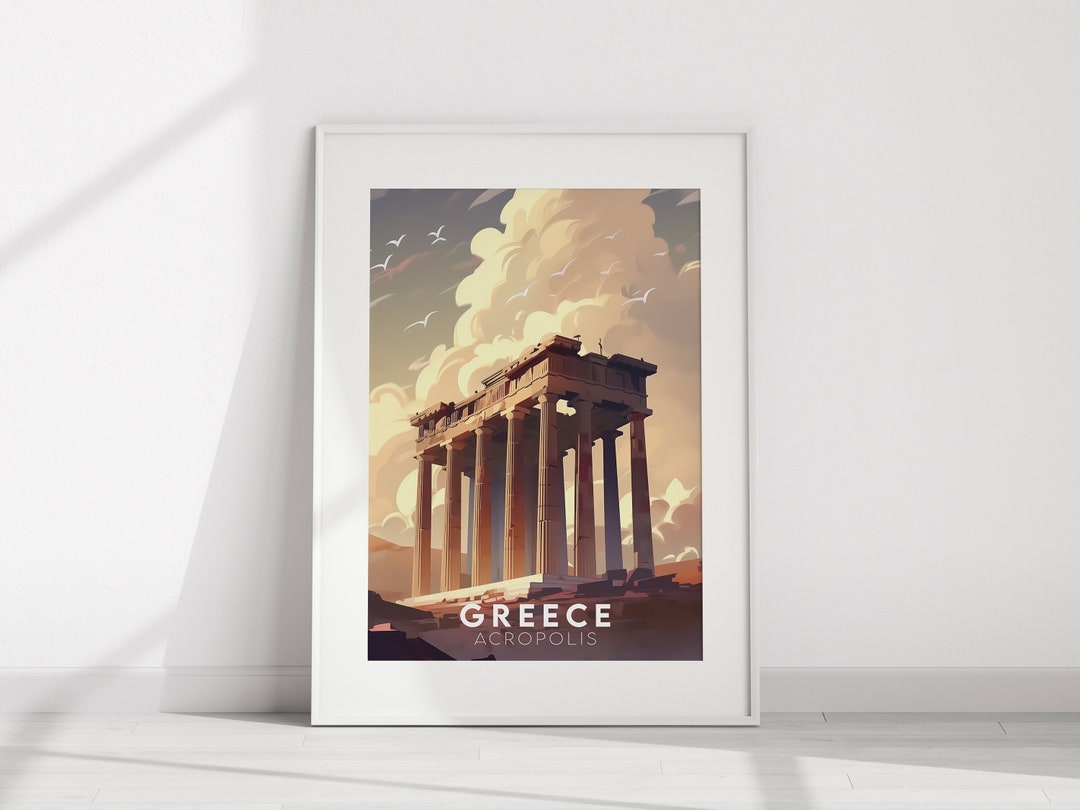 Greece Travel Poster Acropolis Art Print Home Decor Wall - Etsy