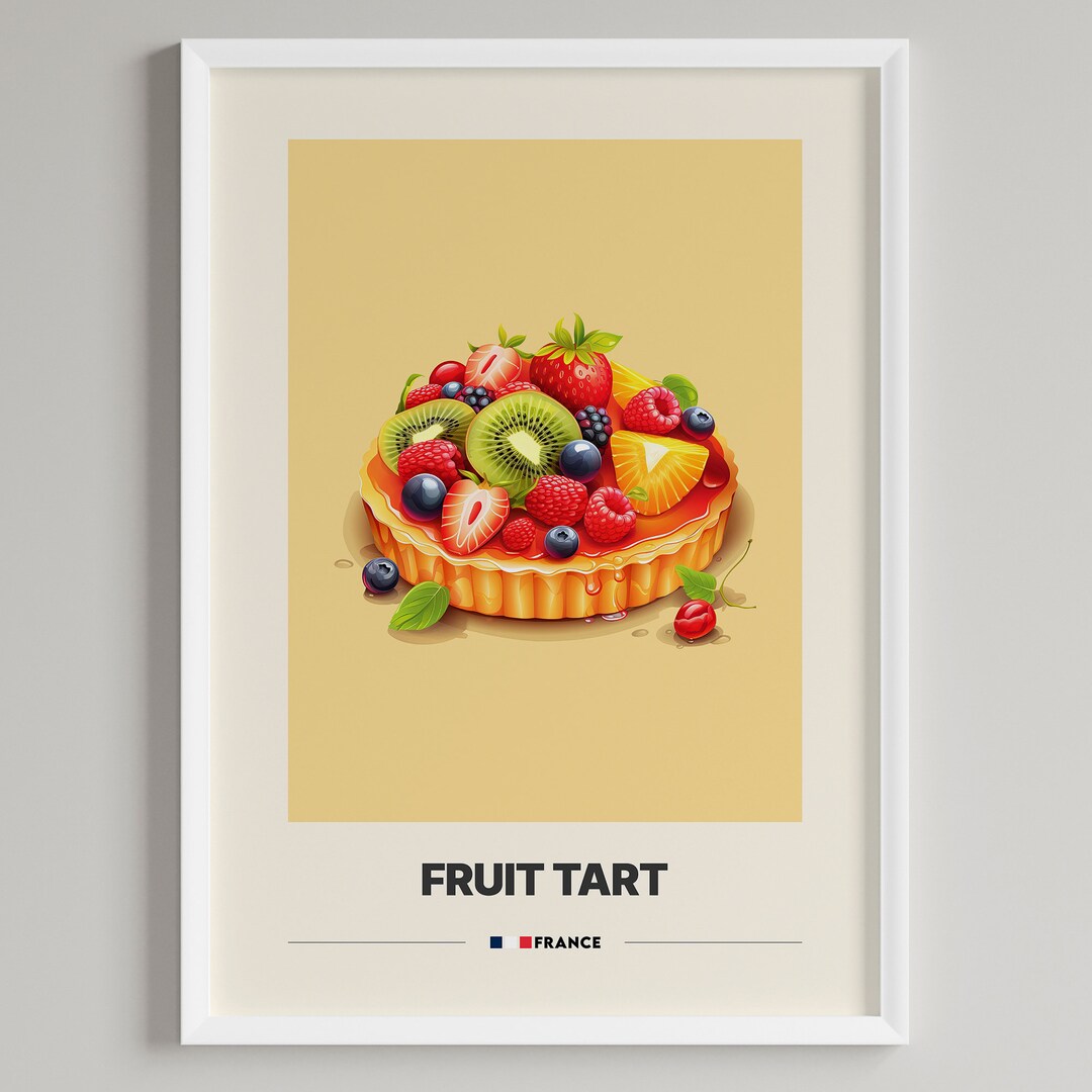 Fruit Tart Poster | French Dessert | Minimalist Cafe Decor | Printable ...