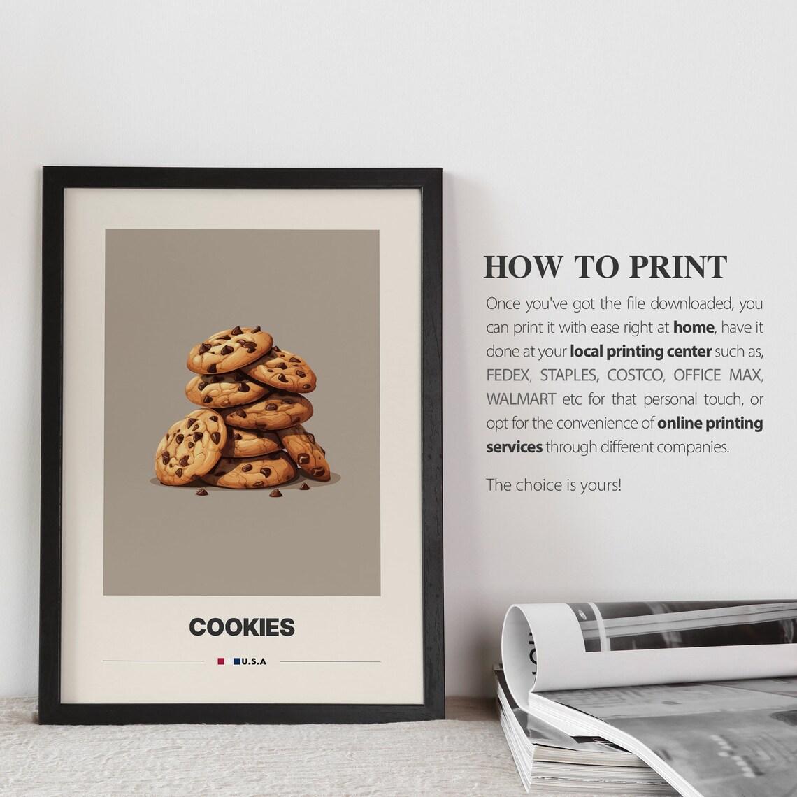 Cookies Poster World Famous Dessert Minimalist Cafe Decor Printable ...