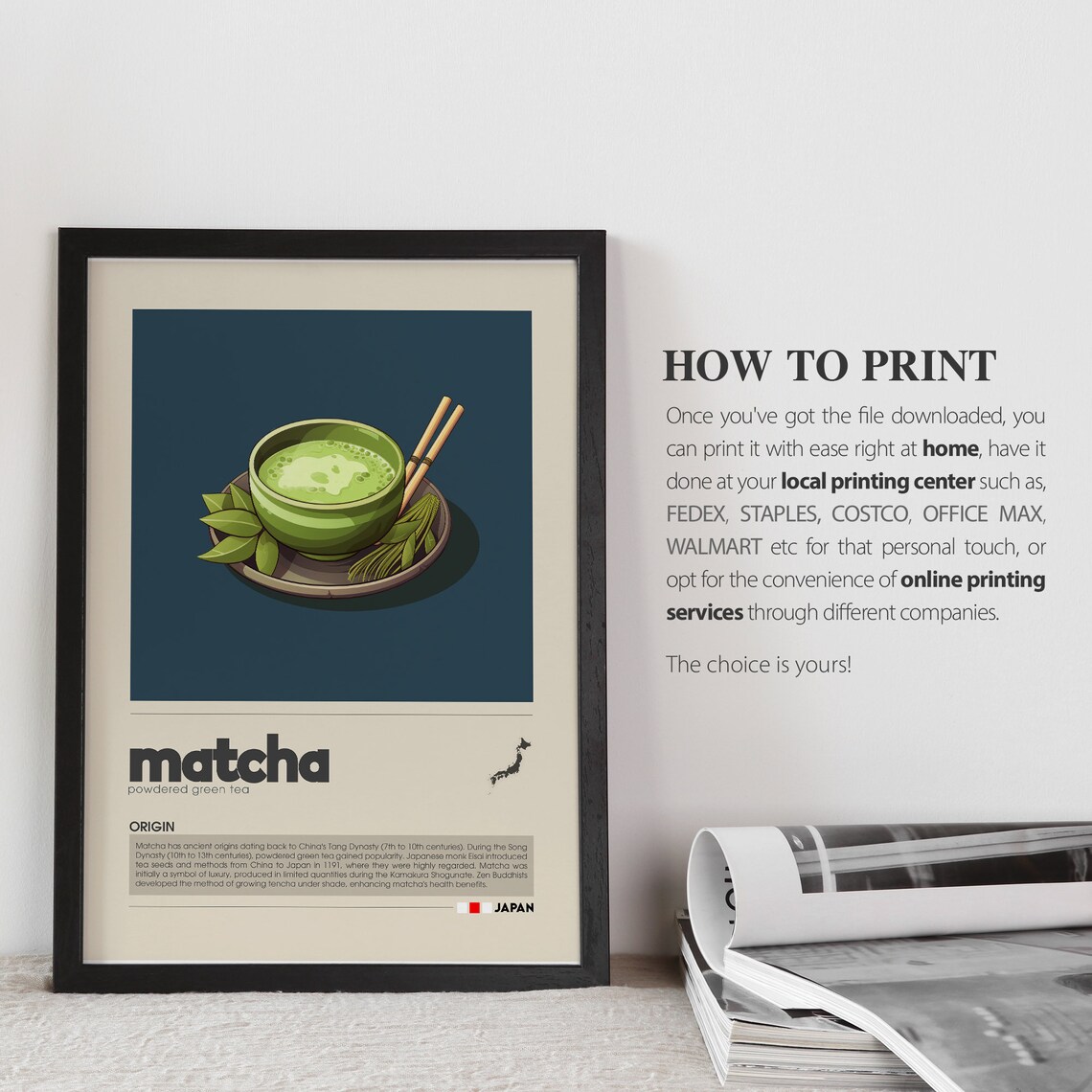 Matcha Poster Minimalist Japanese Tea Art Green Tea - Etsy