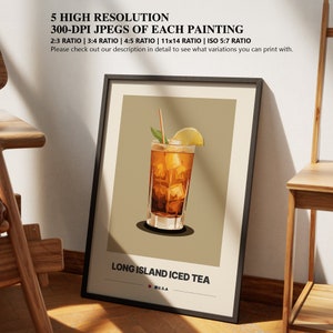 Long Island Iced Tea Cocktail Poster | Minimalist Bar Cart Decor ...