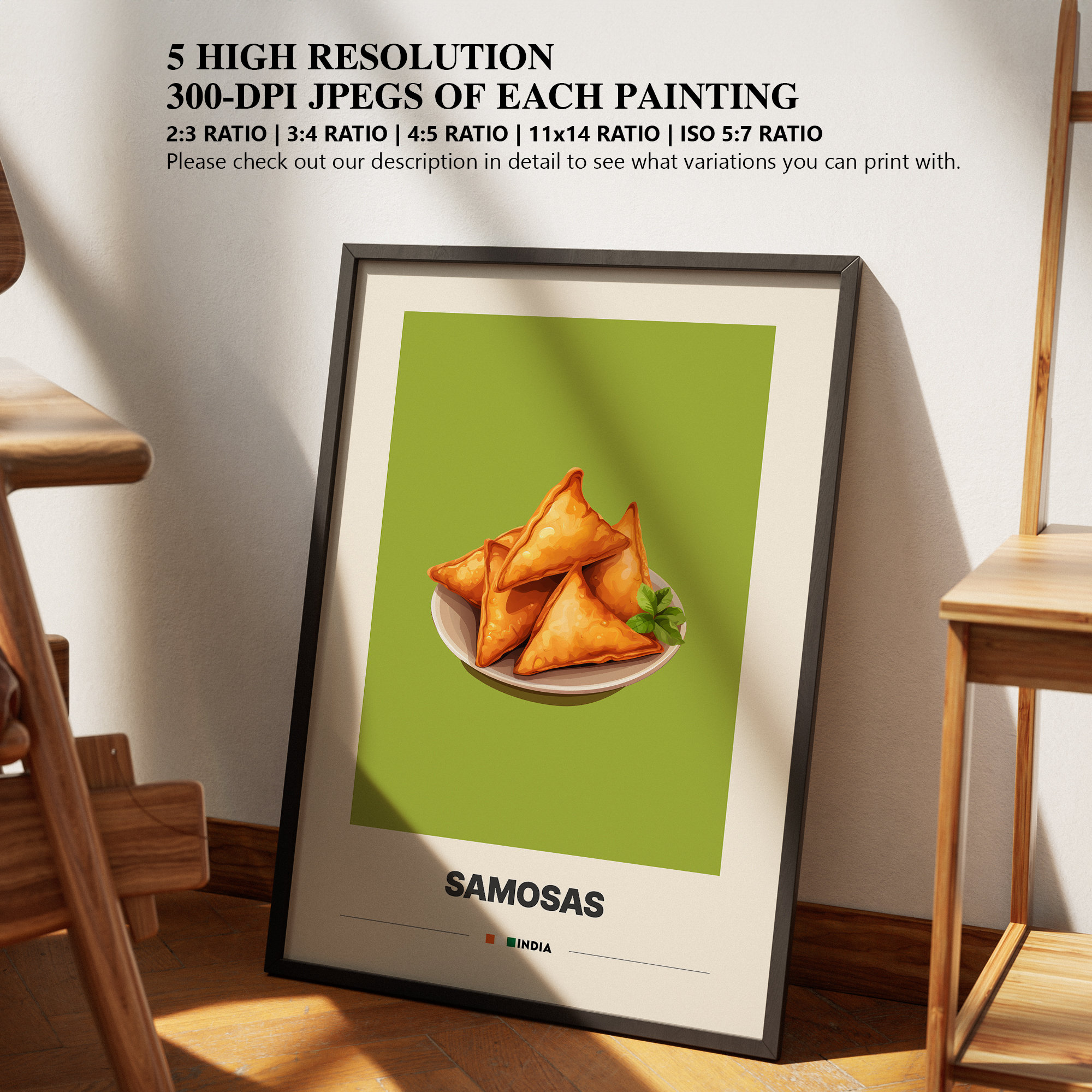 Samosas Poster | India Food | Minimalist Cafe Art Deco | Printable ...