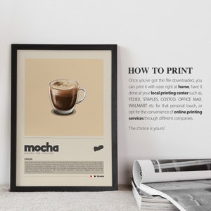 Mocha Poster Yemenis Coffee Minimalist Cafe Decor Printable Digital ...
