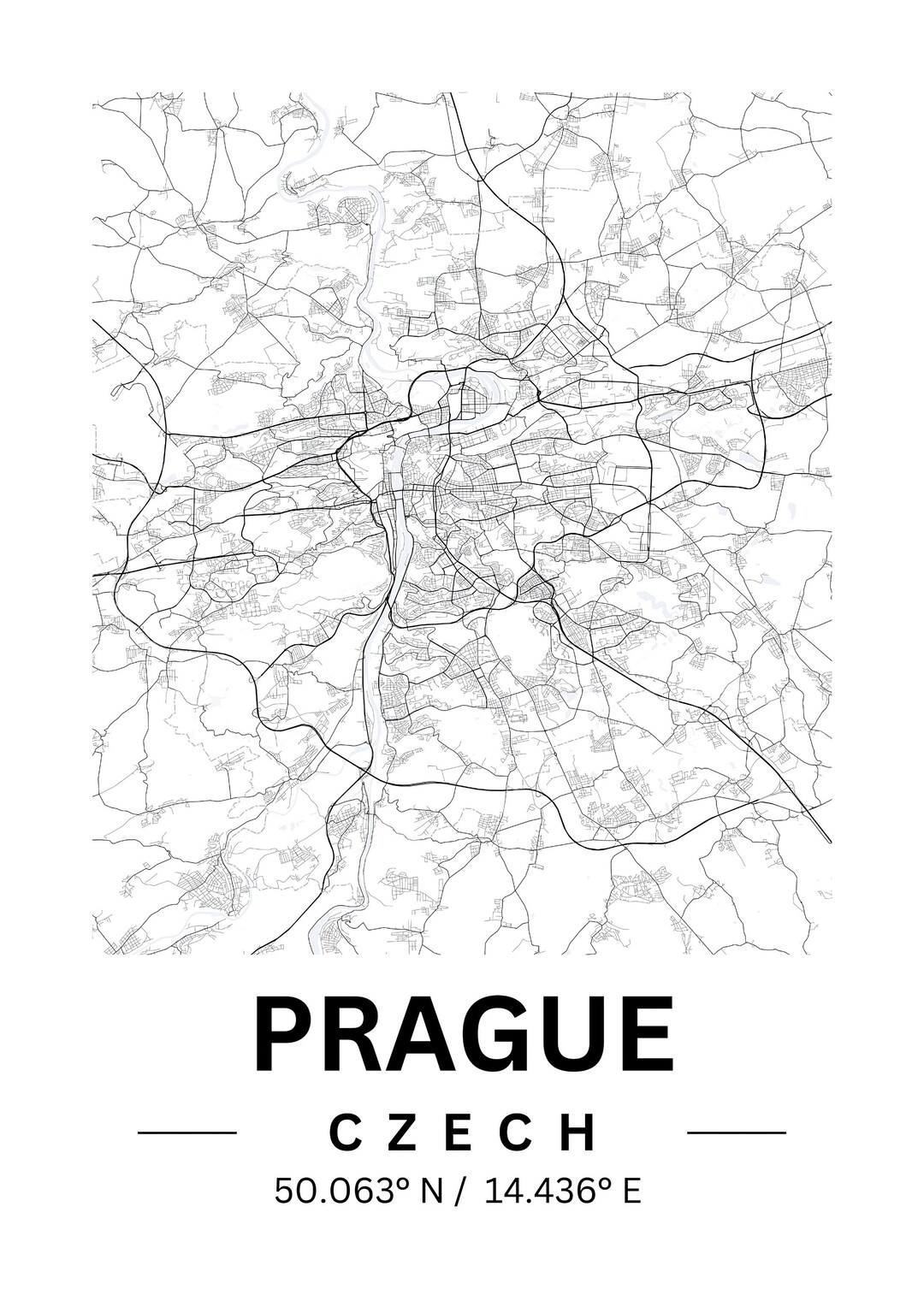 Prague Map Print - Digital Download Map Print, Digital File City Print ...