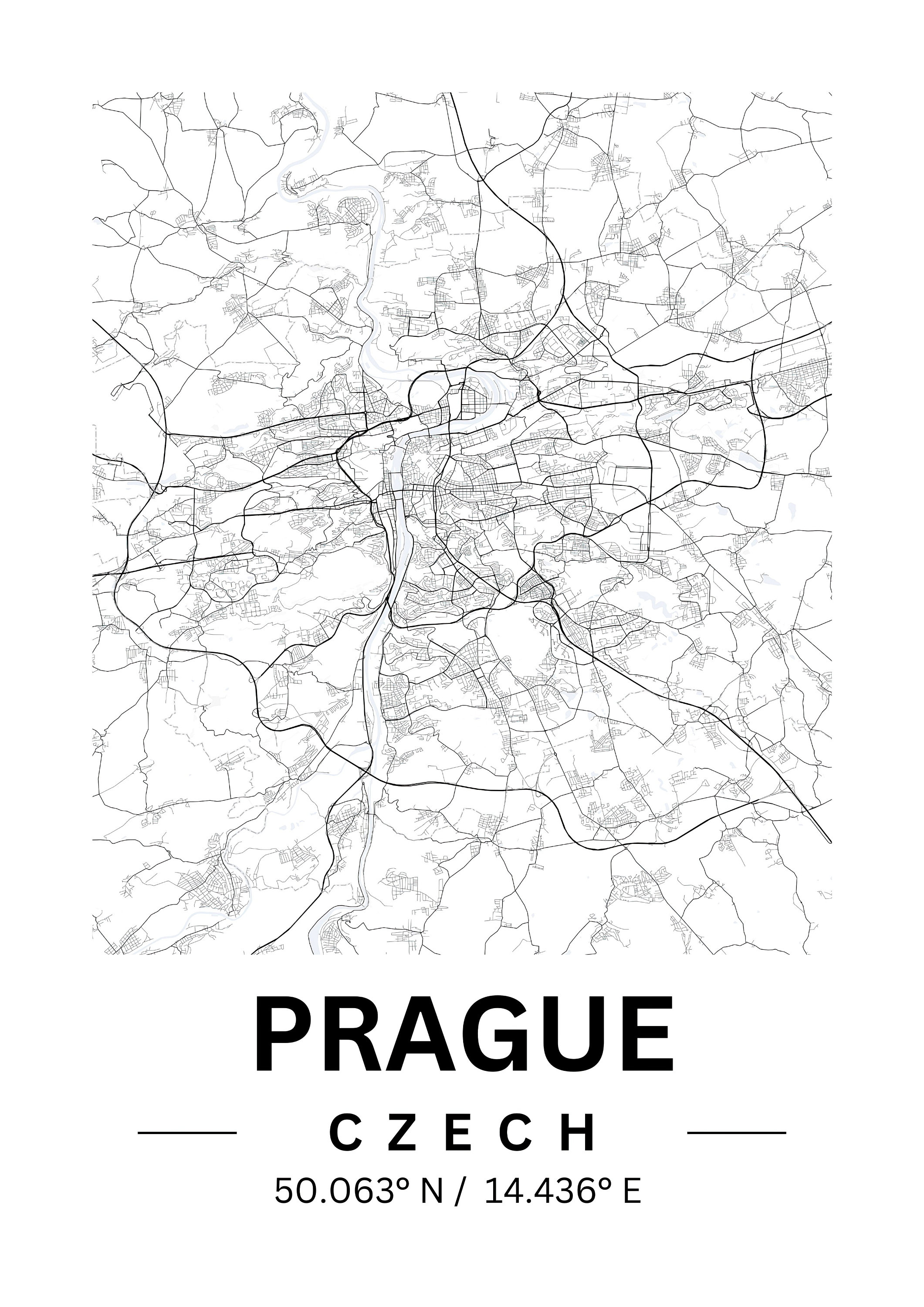 Prague Map Print - Digital Download Map Print, Digital File City Print ...