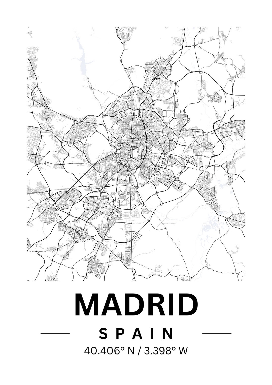 Madrid Map Print Digital Download Map Prints Digital File - Etsy