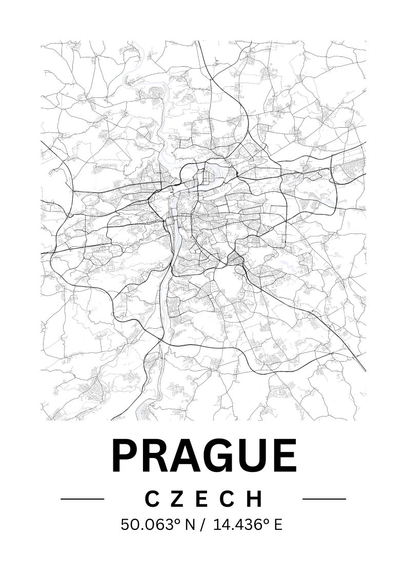 Prague Map Print Digital Download Map Prints Digital File - Etsy
