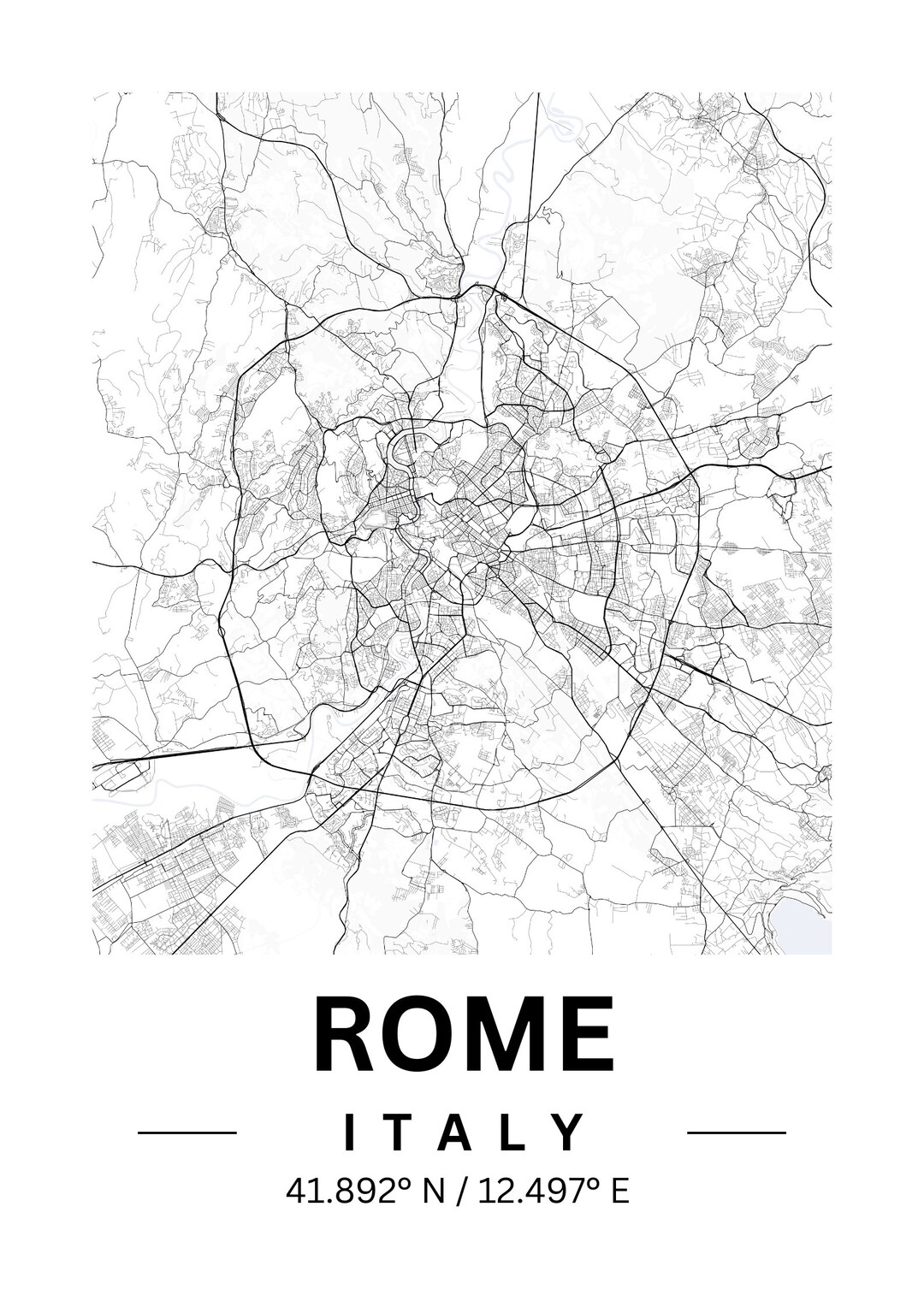 Rome Map Print - Digital Download Map Print, Digital File City Print ...