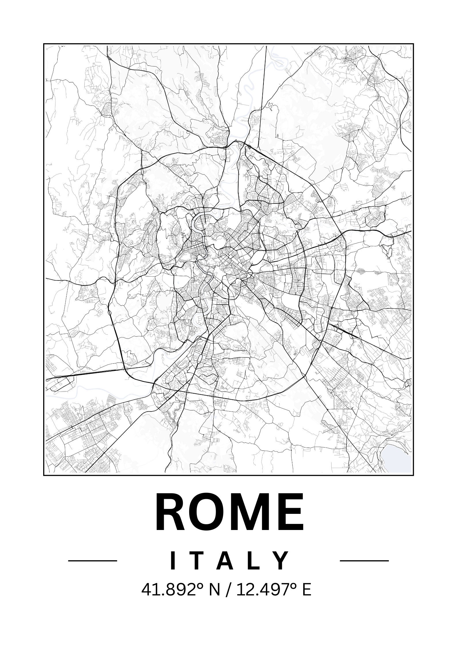 Rome Map Print - Digital Download Map Print, Digital File City Print ...