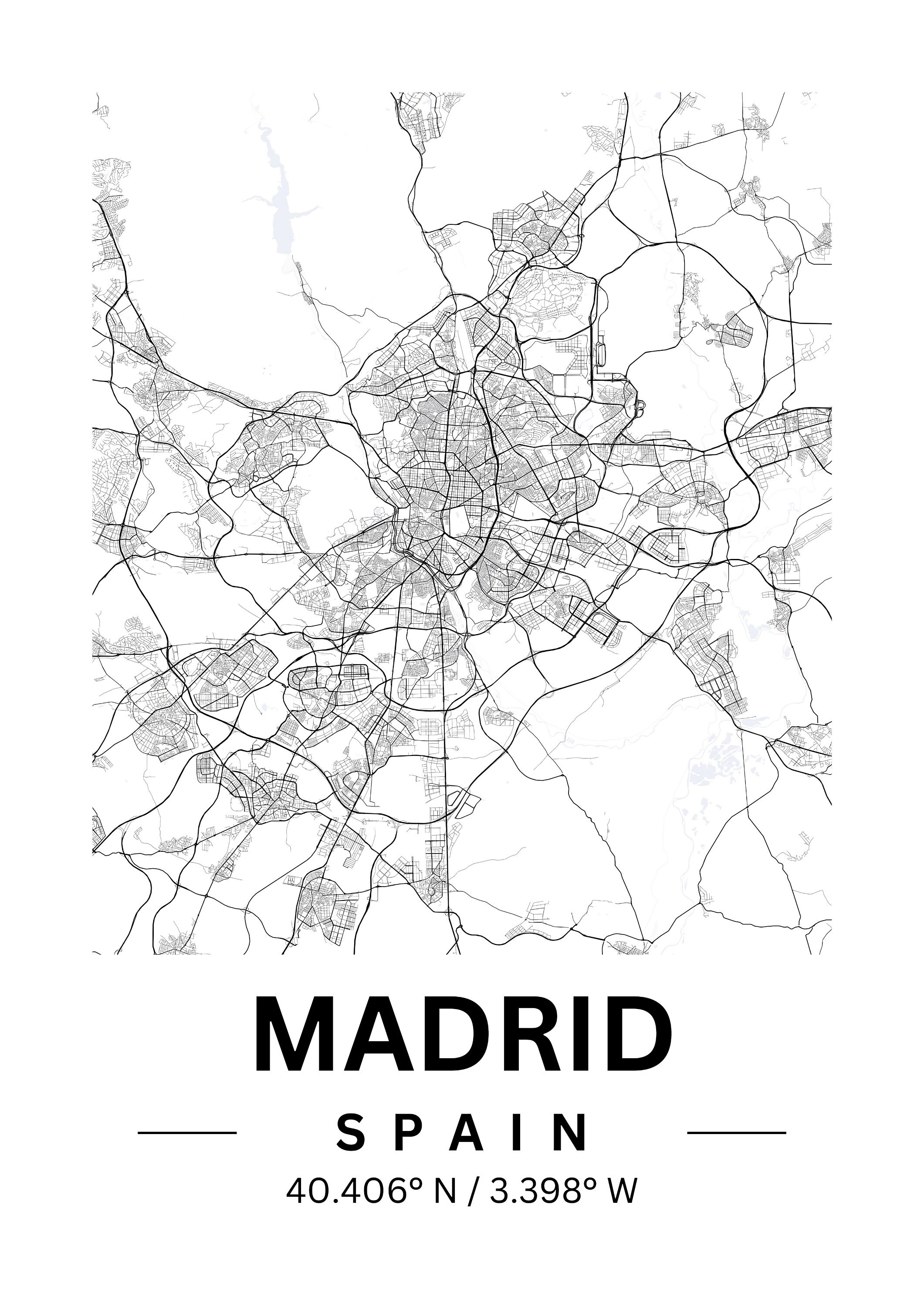 Madrid Map Print - Digital Download Map Print, Digital File City Print ...