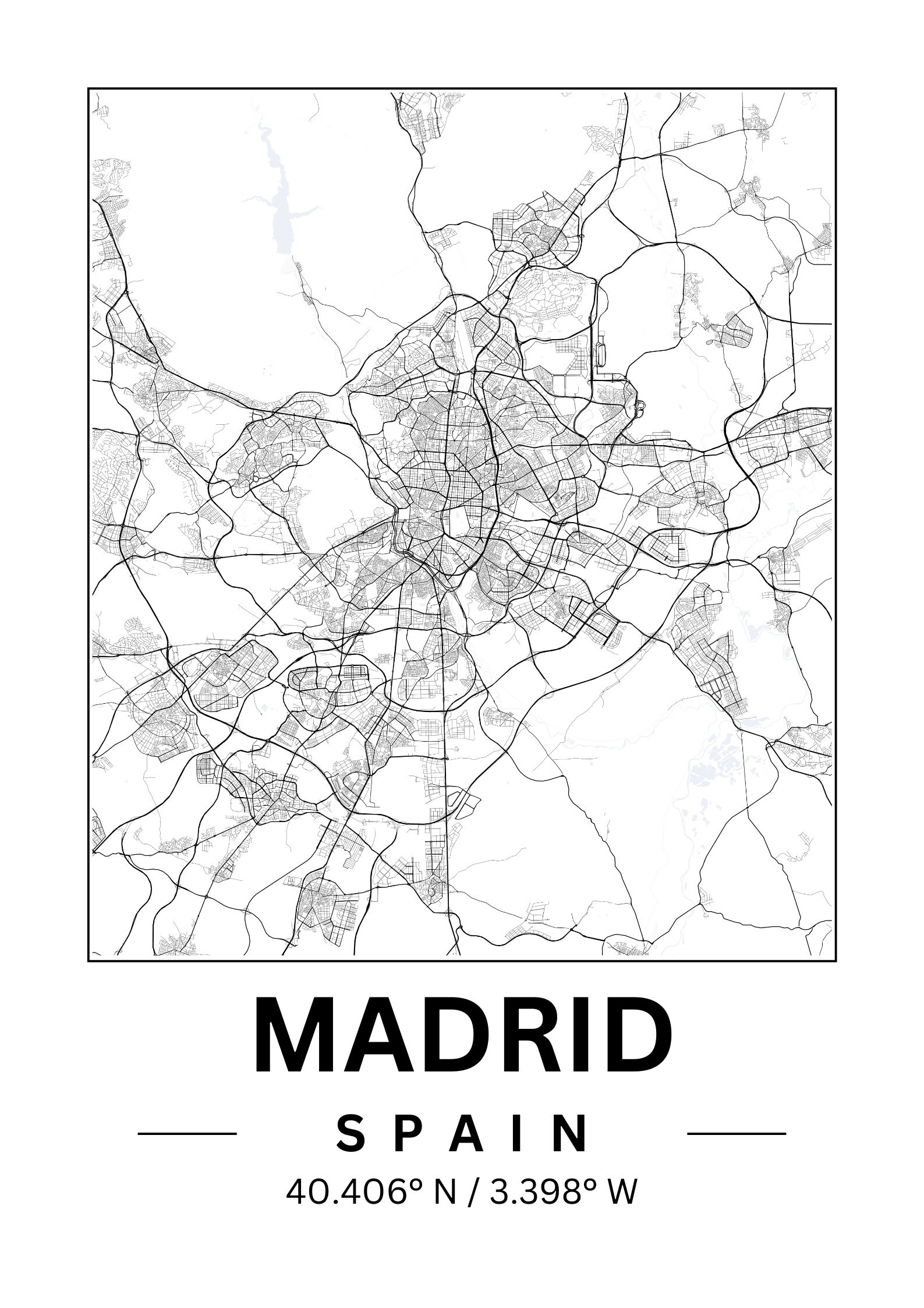 Madrid Map Print Digital Download Map Prints Digital File - Etsy