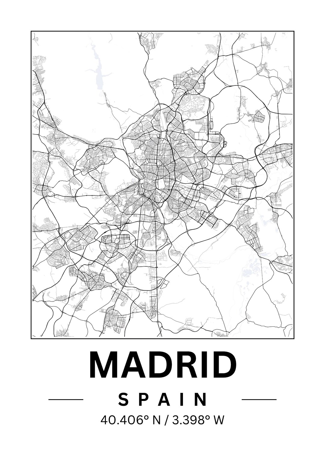 Madrid Map Print - Digital Download Map Print, Digital File City Print ...