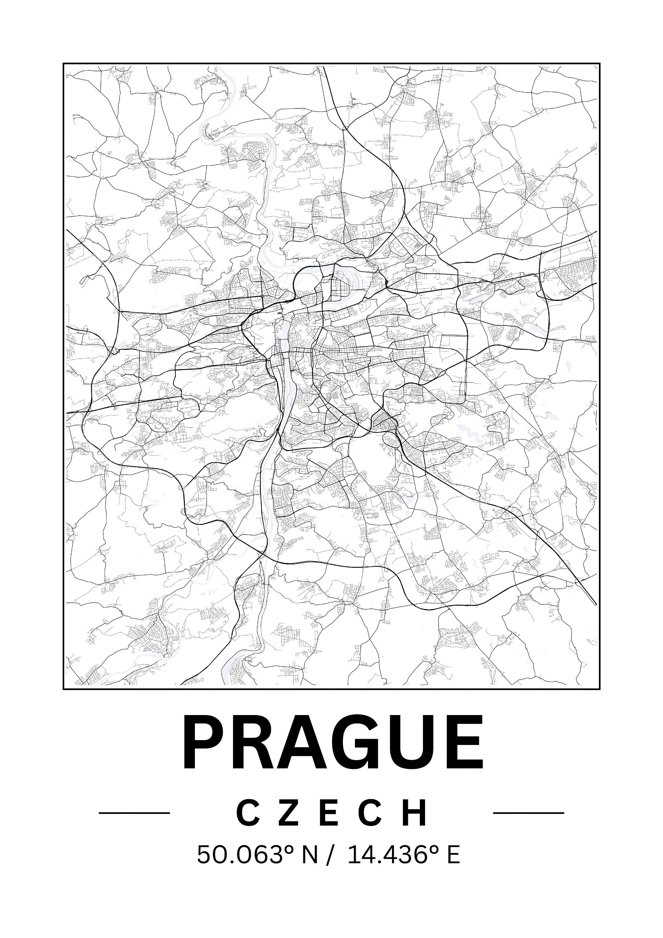 Prague Map Print Digital Download Map Print, Digital File City Print ...
