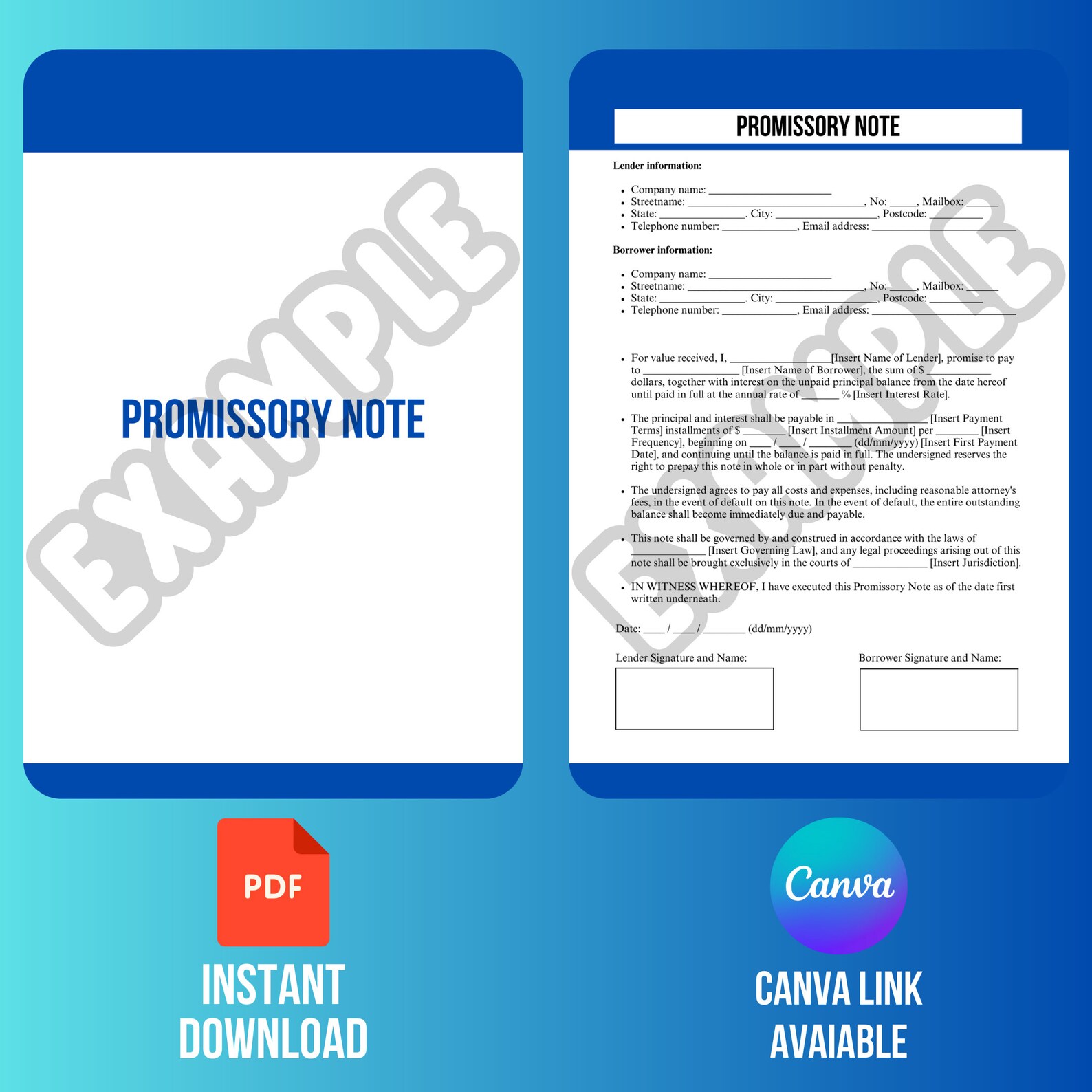 Promissory Note, Legal Loan Template, Promissory Note Form, Debt ...