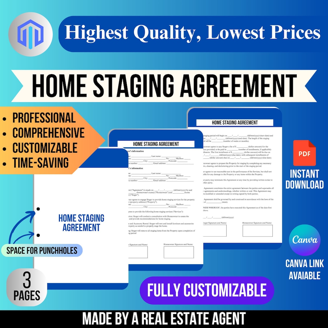 Home Staging Agreement, Home Staging Contract, Property Staging Form ...