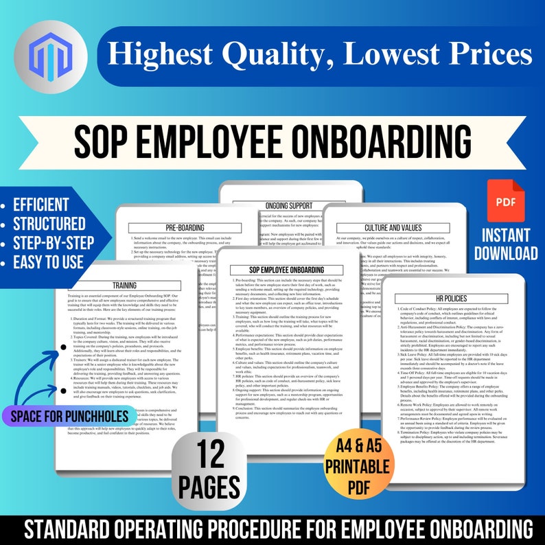 Standard Operating Procedure Employee Onboarding, Onboarding SOP, Hire ...
