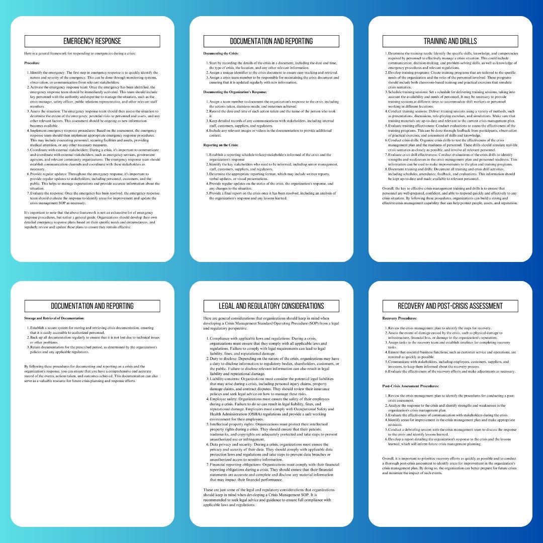 Standard Operating Procedure Crisis Management, Response Plan ...