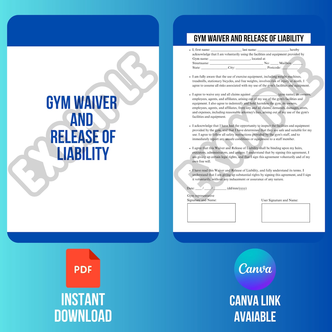 Gym Waiver and Release of Liability, Waiver Template, Liability Release ...
